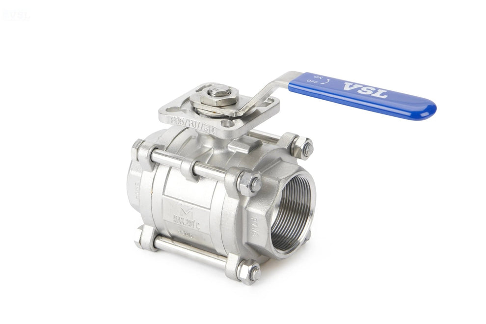 Ball Valve 3-Piece Stainless Steel Full Bore Direct Mount ATEX Anti-St ...